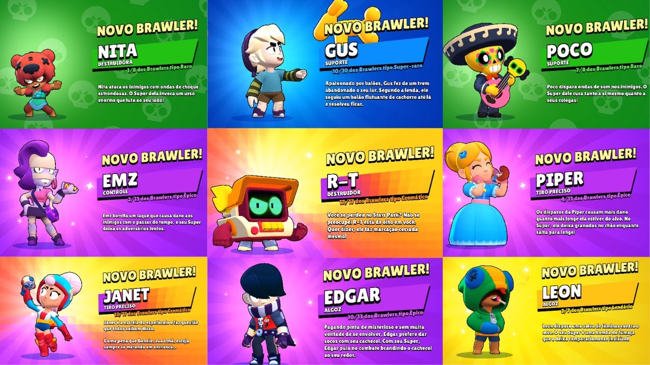 DESBLOQUEIO DE TODOS OS BRAWLERS DO JOGO (UNLOCKED ALL BRAWLERS ...