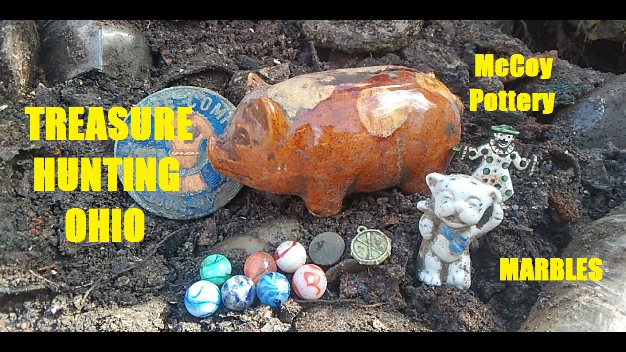 Ohio Treasure Hunting - McCoy Pottery Pig - Marbles - Bottle Digging ...
