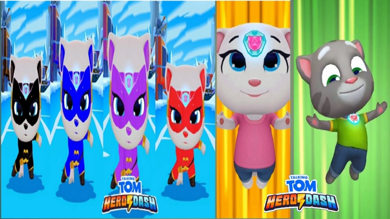 TALKING TOM HERO DASH -- HERO TOM ANGELA CLASSIC RUN & HERO ANGELA BOSS FIGHT FUNNY GAME MIRROR ...