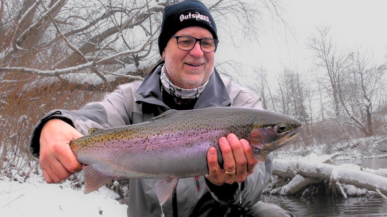 SNOWY Winter Day STEELHEAD FISHING - YouTube