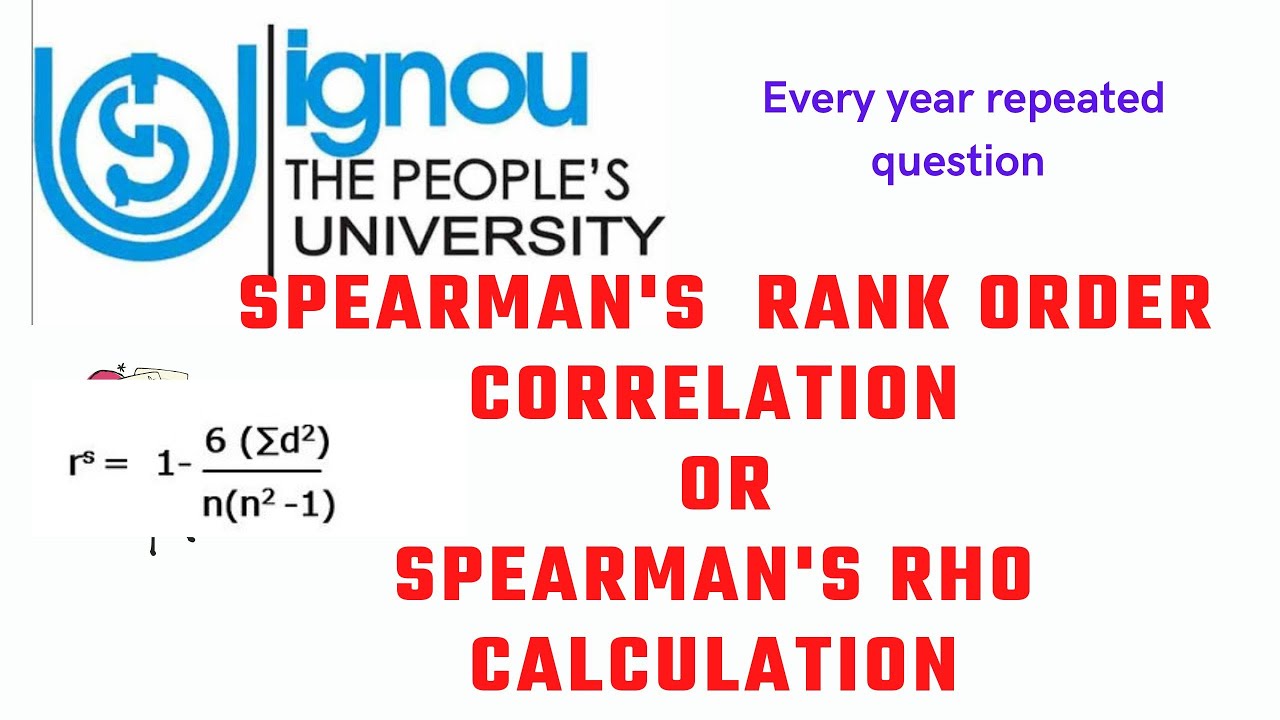 The Spearman rank-order correlation coefficient (Spearman's rho) - YouTube