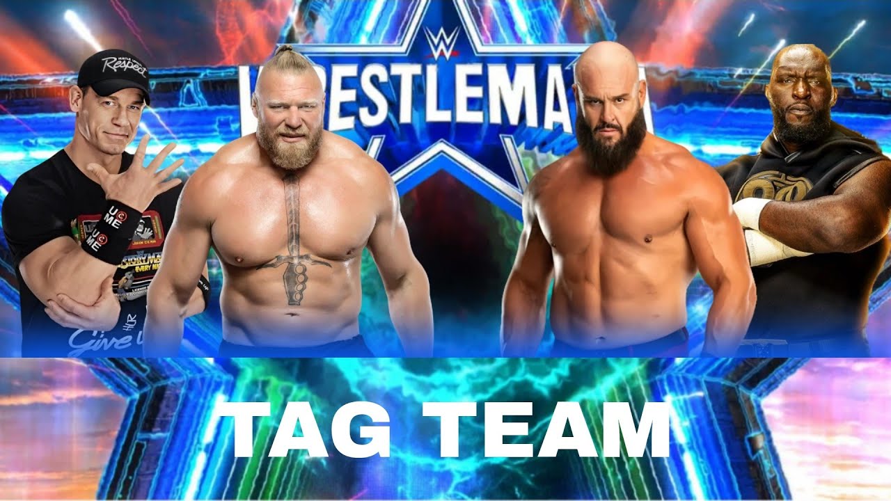 WWE 2K - Brock Lesnar and Cena vs Omos and Strowman - YouTube