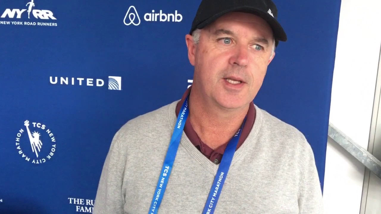 Ray Treacy talks after Molly Huddle's marathon debut - YouTube