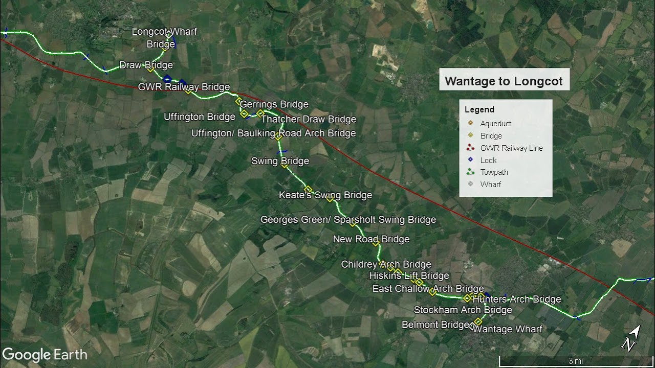 Fly along the Wilts & Berks canal from Wantage to Longcot - YouTube
