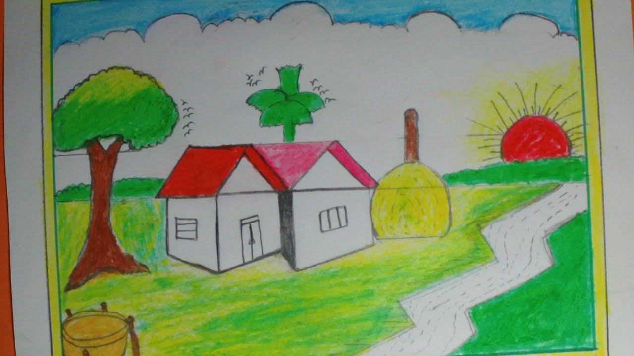 Village Natural Drawing.gramer prakitik drisso, ️#drawing #nice #art # ...