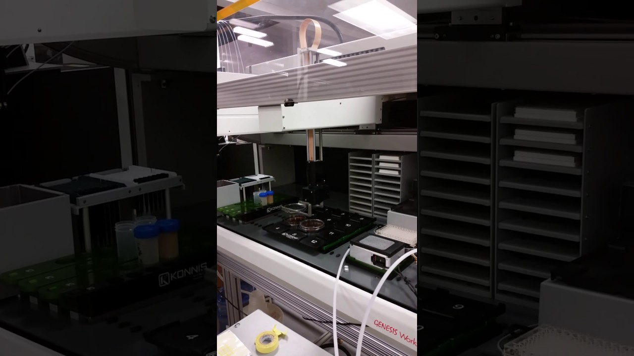 Petri Dish move with Tecan Roma Arm - YouTube