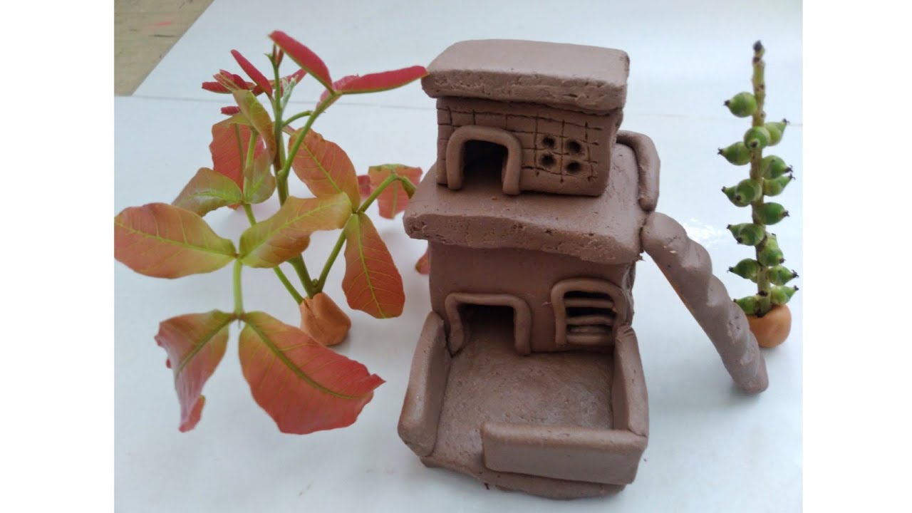 How to make Polymer Clay Miniature House | Mud House | Clay House - YouTube