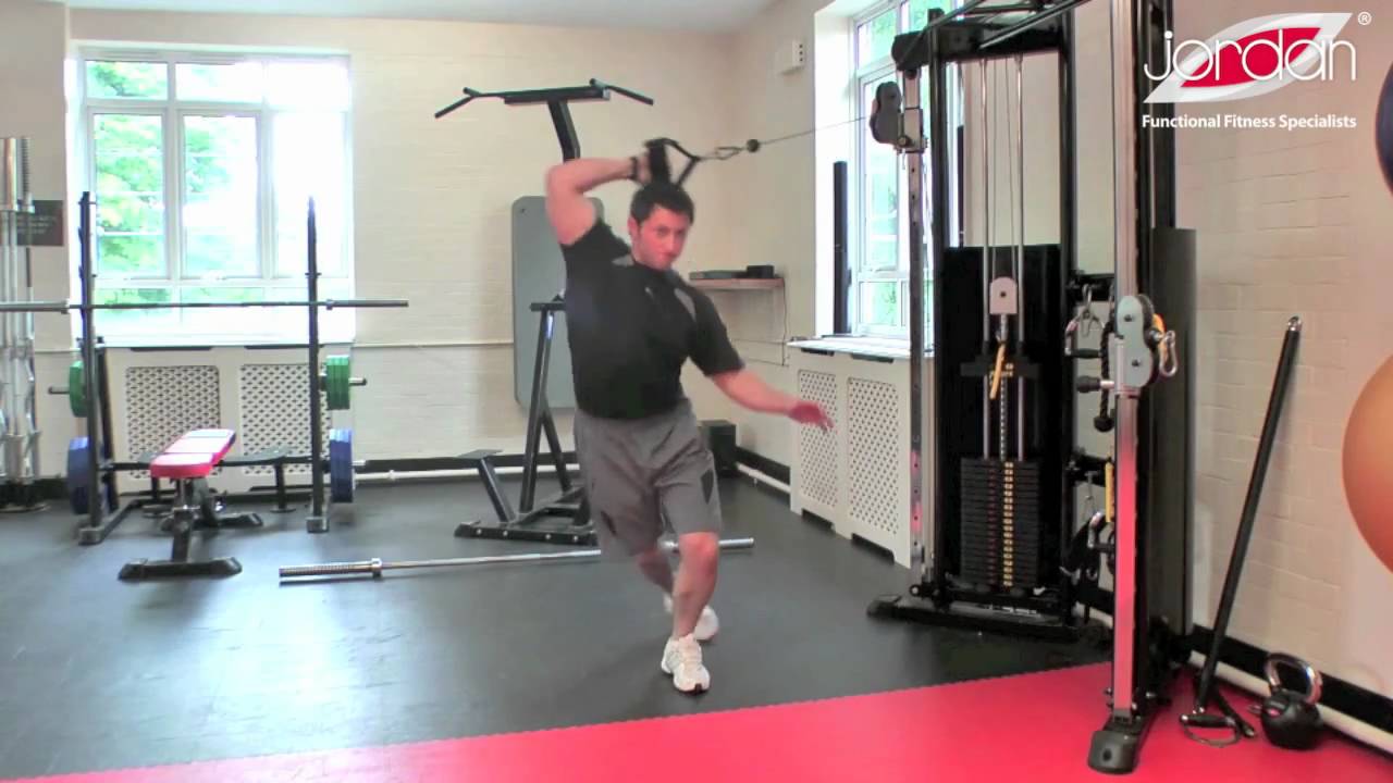 Jordan Cable Training - Reverse Crossover Lunge & Overhead Reach - YouTube