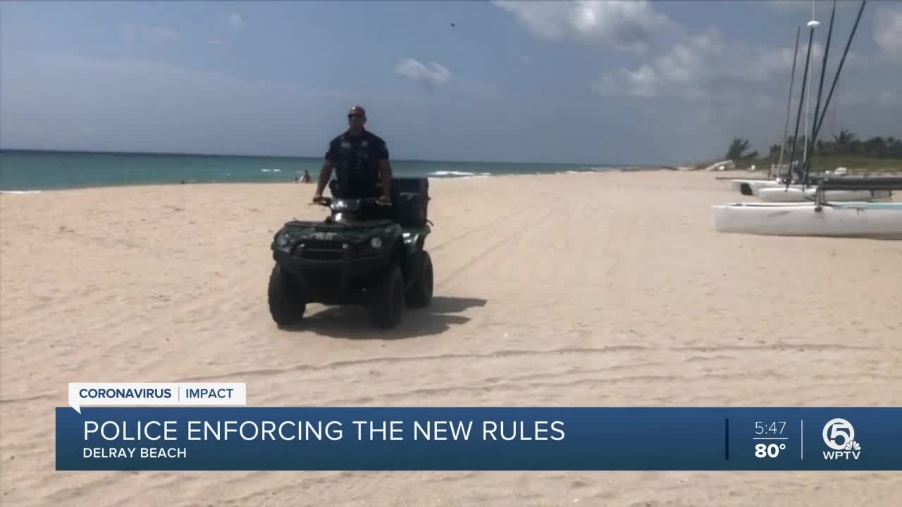 Delray Beach police patrol beach to enforce restrictions - YouTube