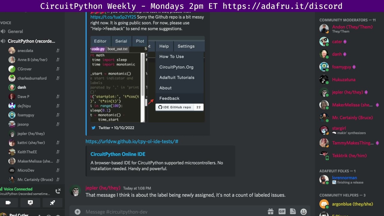 Circuitpython Weekly Meeting For October 17 2022 Youtube