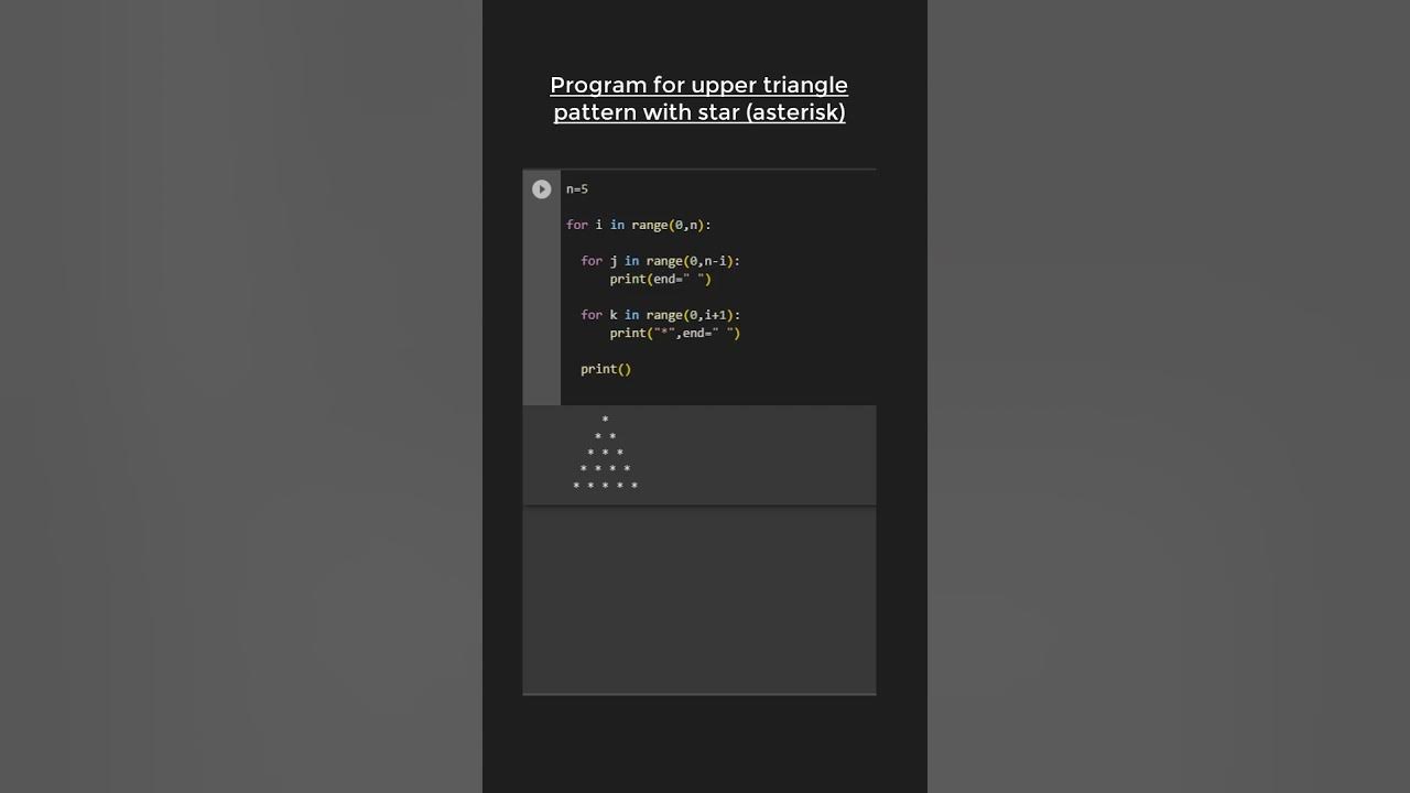 Easy way to make UPPER TRIANGLE with stars in Python 😎😎🆒👍 - YouTube