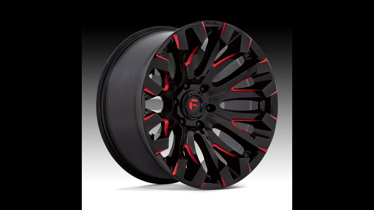 Fuel Quake D829 Gloss Black Red Milled Custom Truck Wheel - YouTube