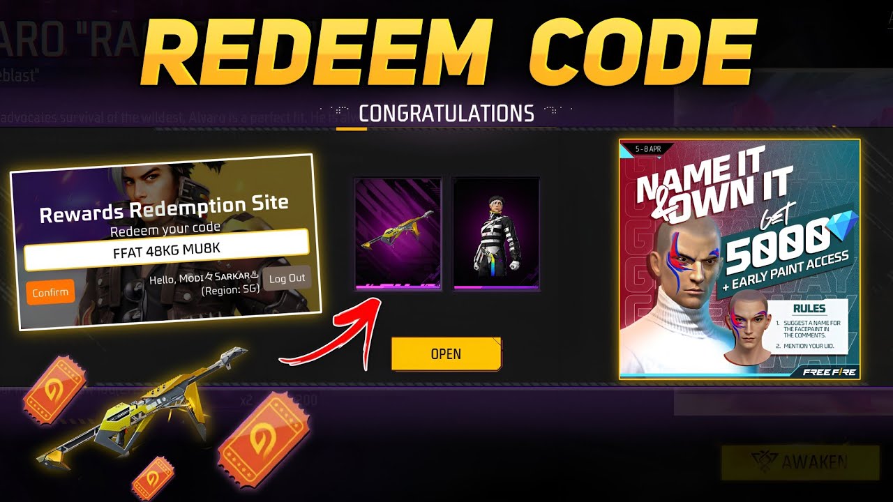 Good news 🥳 | 6april redeem code | free fire redeem code | ff redeem ...