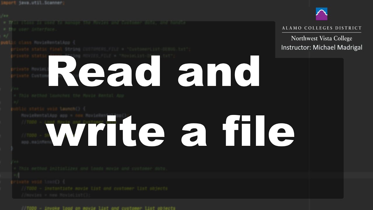 Java 2, Fall 2020 - Reading and Writing a File - YouTube