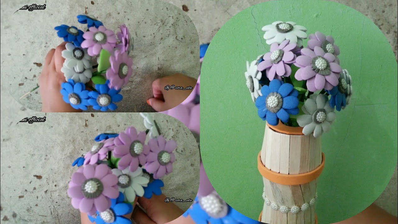 Cara membuat bunga dari busa hati - YouTube