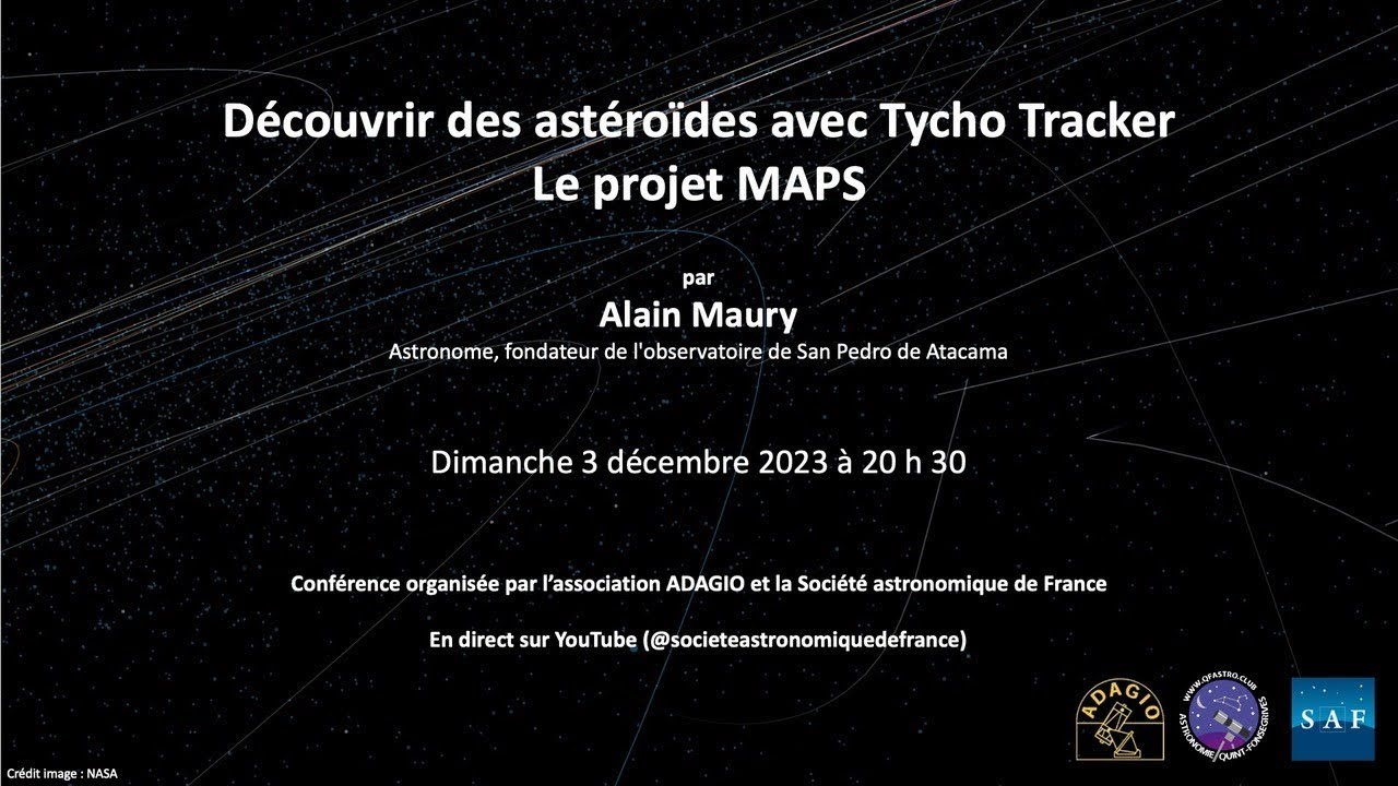 Conférence "Découvrir des astéroïdes avec Tycho Tracker, le projet MAPS" - YouTube