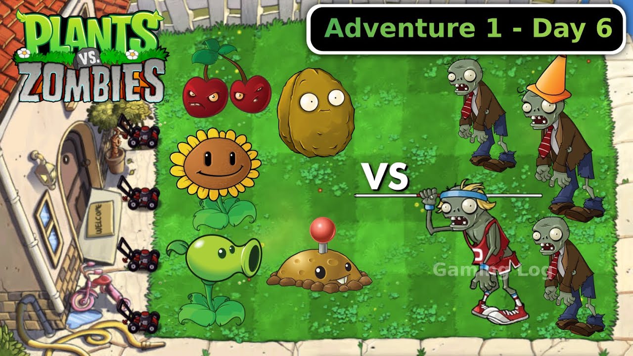 Plants vs Zombies 1 - Walkthrough - Adventure 1 Day 6 - Mobile - YouTube