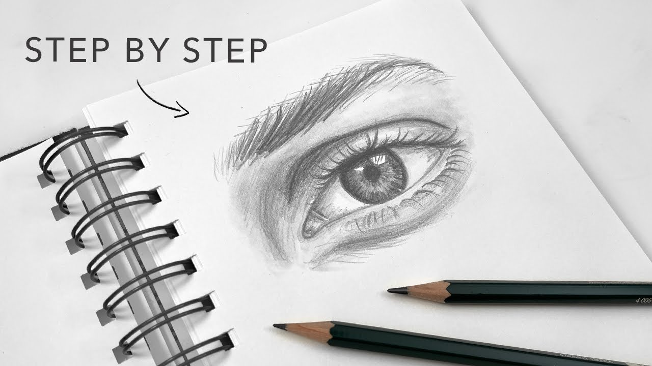 Sketching an Eye front view - Draw with me - YouTube