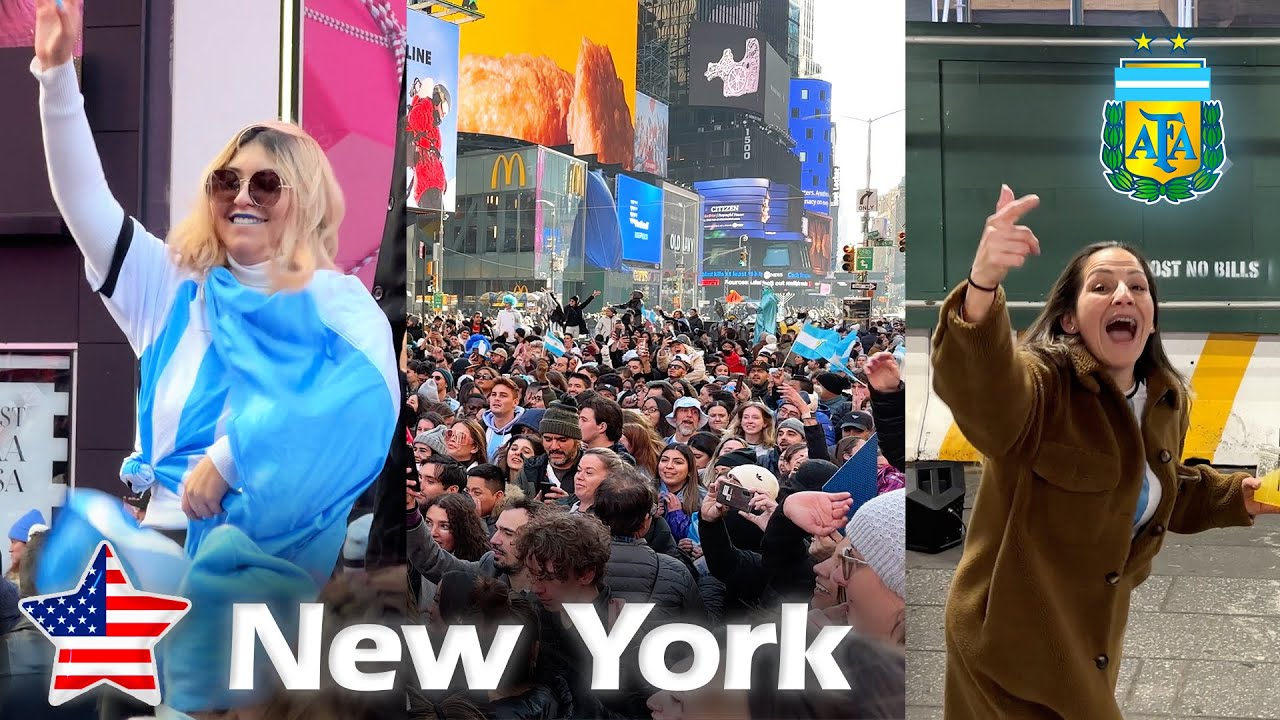 🇦🇷 ARGENTINA FANS GO CRAZY IN TIMES SQUARE 🇺🇸 WORLD CUP CELEBRATIONS ...