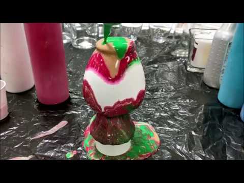 Christmas Glass Vase Acrylic Paint Pour - Paint Pour on a Vase - YouTube