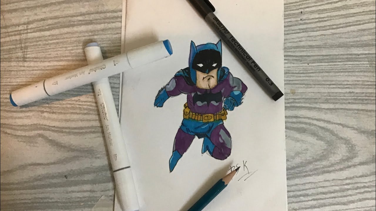 Drawing chibi batman | speed drawing | PSK Arts - YouTube