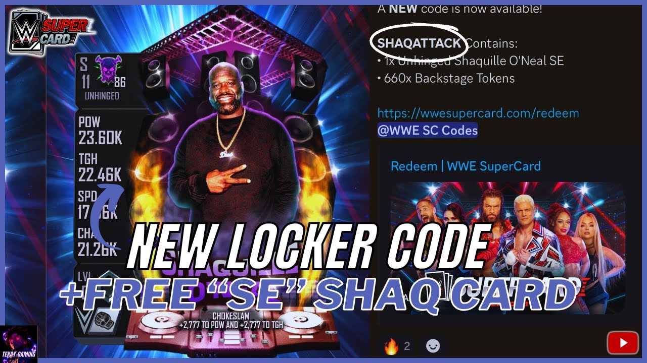 NEW LOCKER CODE FOR SHAQUILLE O’NEAL “SE” CARD! WWE Supercard - YouTube