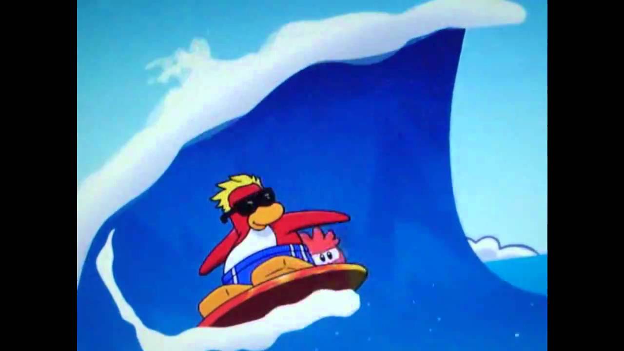 Red puffle surfing club penguin video [HD] - YouTube