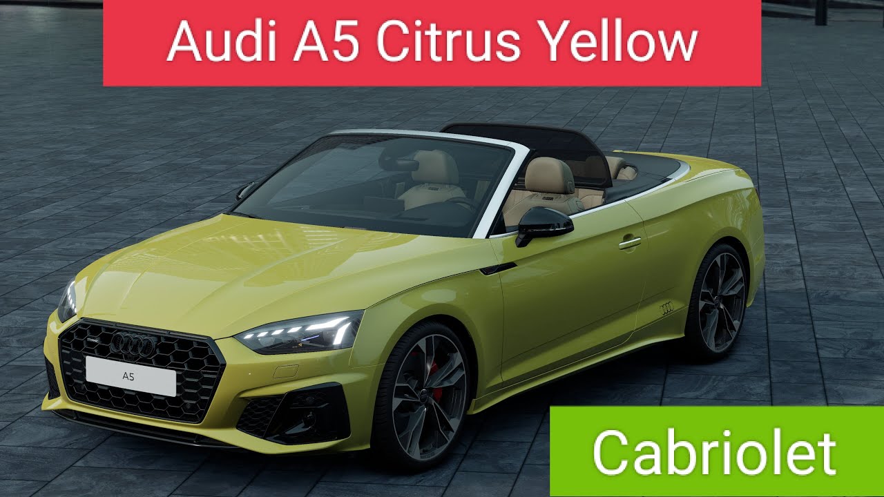 Audi A5 Citrus Yellow Cabriolet 2023. Exterior and Interior. Amazing ...