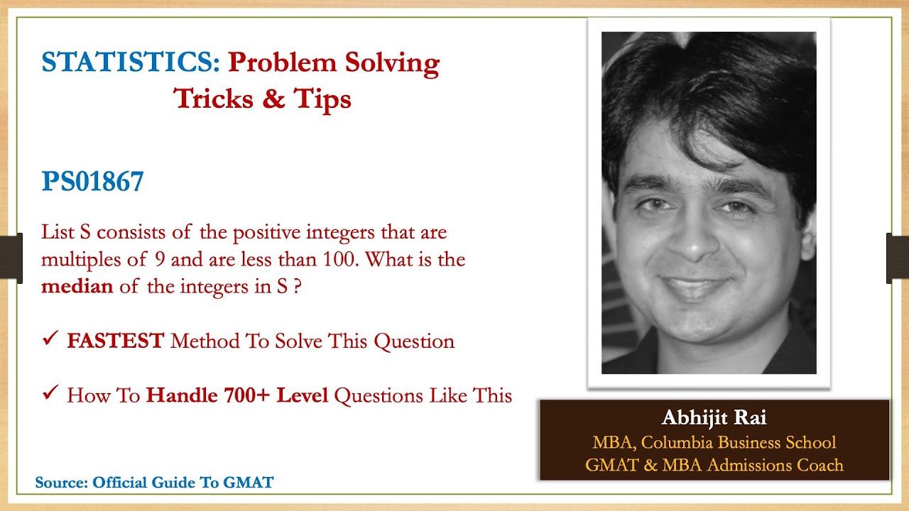 How To Solve 700+ Level GMAT Statistics | GMAT Official Guide | GMAT ...