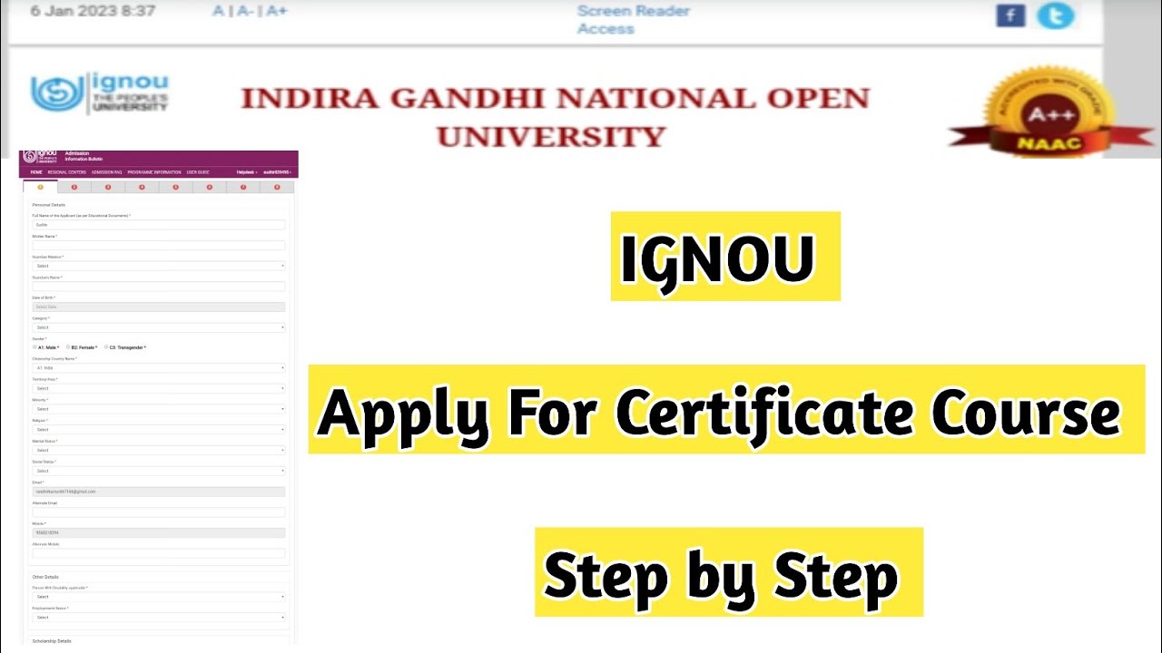 Ignou Certificate Courses Online Apply | Mister Ignou #ignou # ...