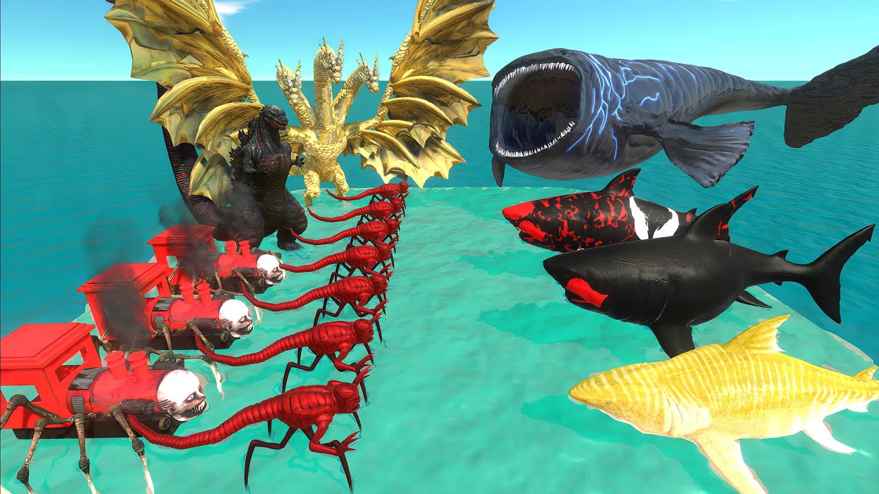 Aquatics Battle - The Bloop VS Shin Godzilla + King Ghidorah - Animal ...