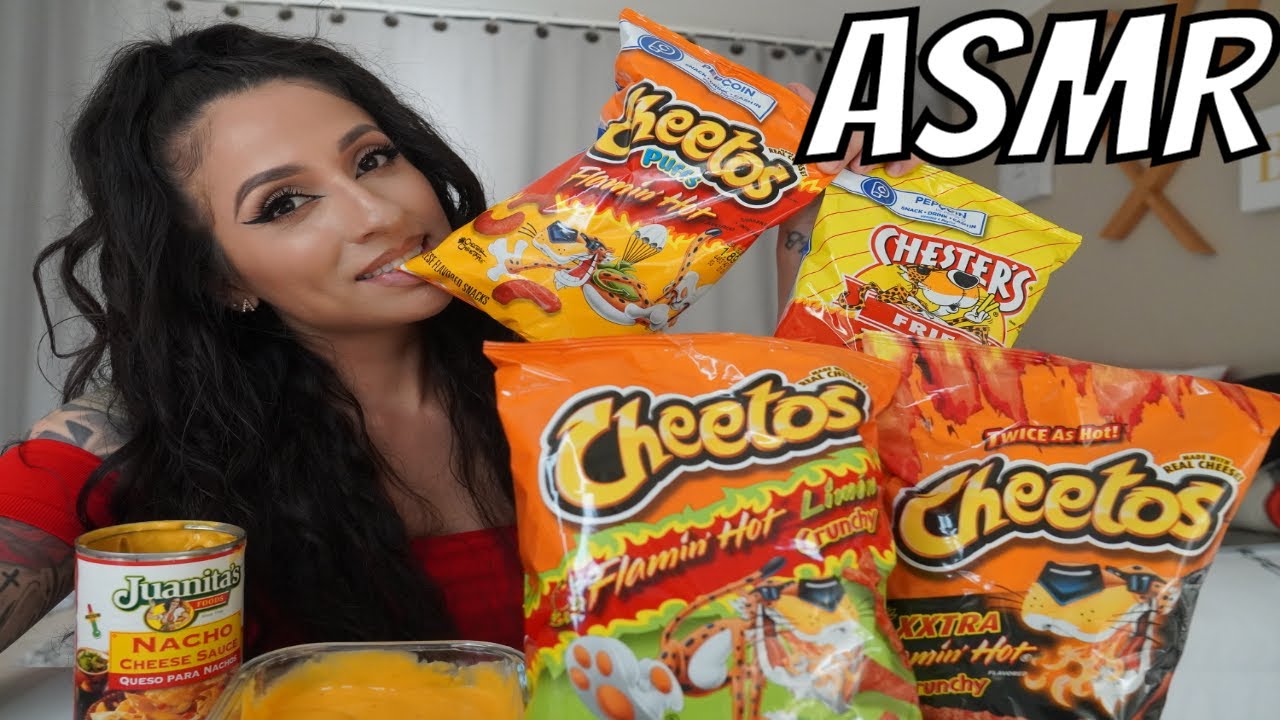 ASMR HOT CHEETOS WITH NACHO CHEESE | CRUNCHY EATING SOUNDS | AT HOME ...