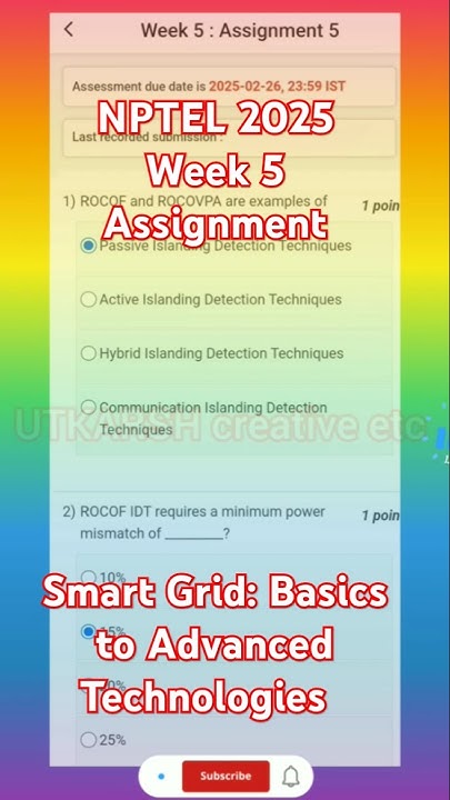 Smart Grid: Basics to Advanced Technologies Week 5 2025 #smartgrid #nptelcoursesolution #shorts ...