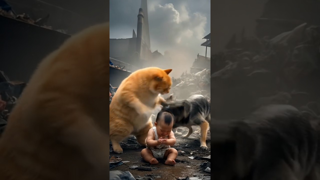 wild dog vs Cat Save little baby - YouTube