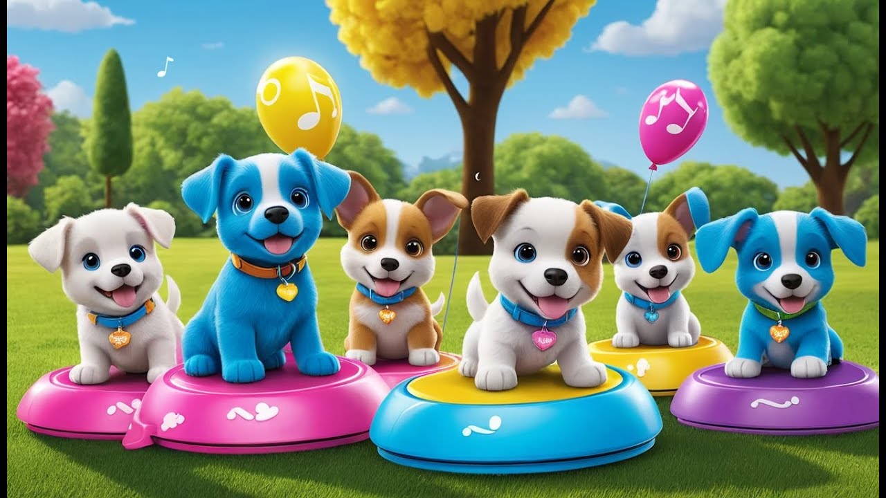 Five Little Puppies Went Woof Woof Woof | Cute Puppy Song for Kids ...
