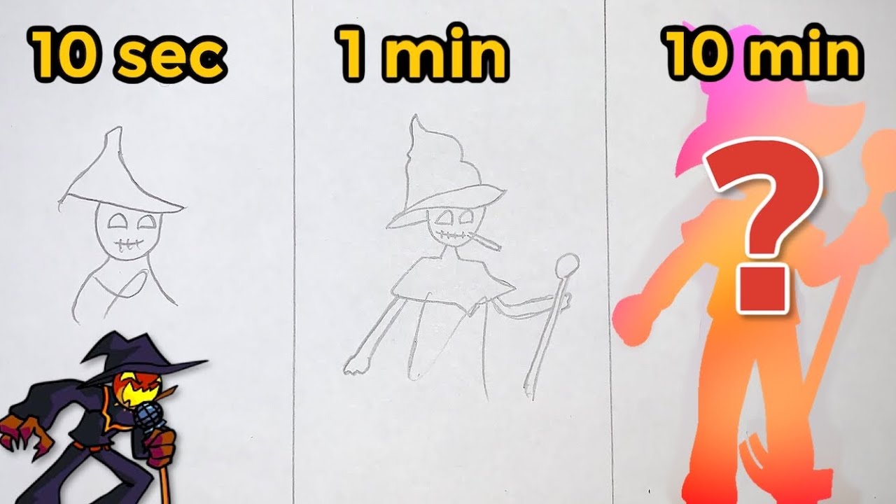 Drawing fnf Zardy mod in 10 seconds, 1 minute, 10 minutes | Friday ...