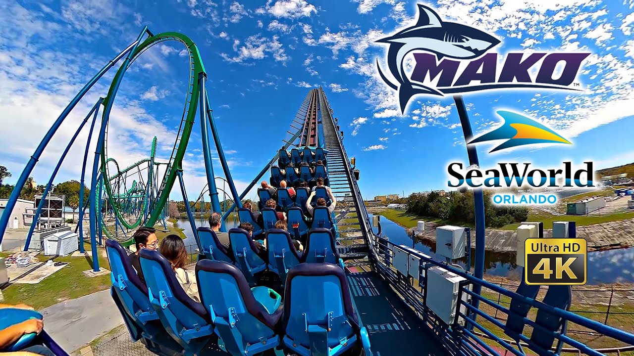 2025 Mako Roller Coaster On Ride Back Seat 4K POV SeaWorld Orlando ...
