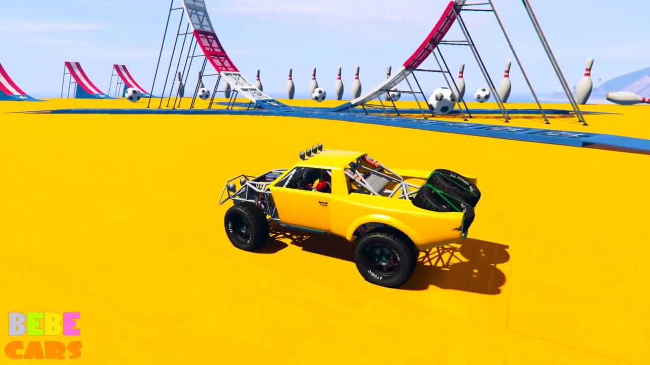 COLOR OFFROAD CARS Jump on ramp! Cartoon 3D animation for kids - YouTube