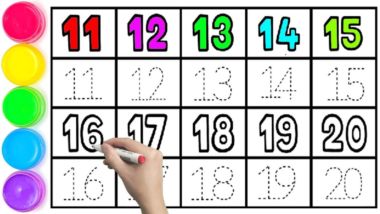 Numbers Coloring Page | How to Paint and Write Numbers 11 to 20 for ...