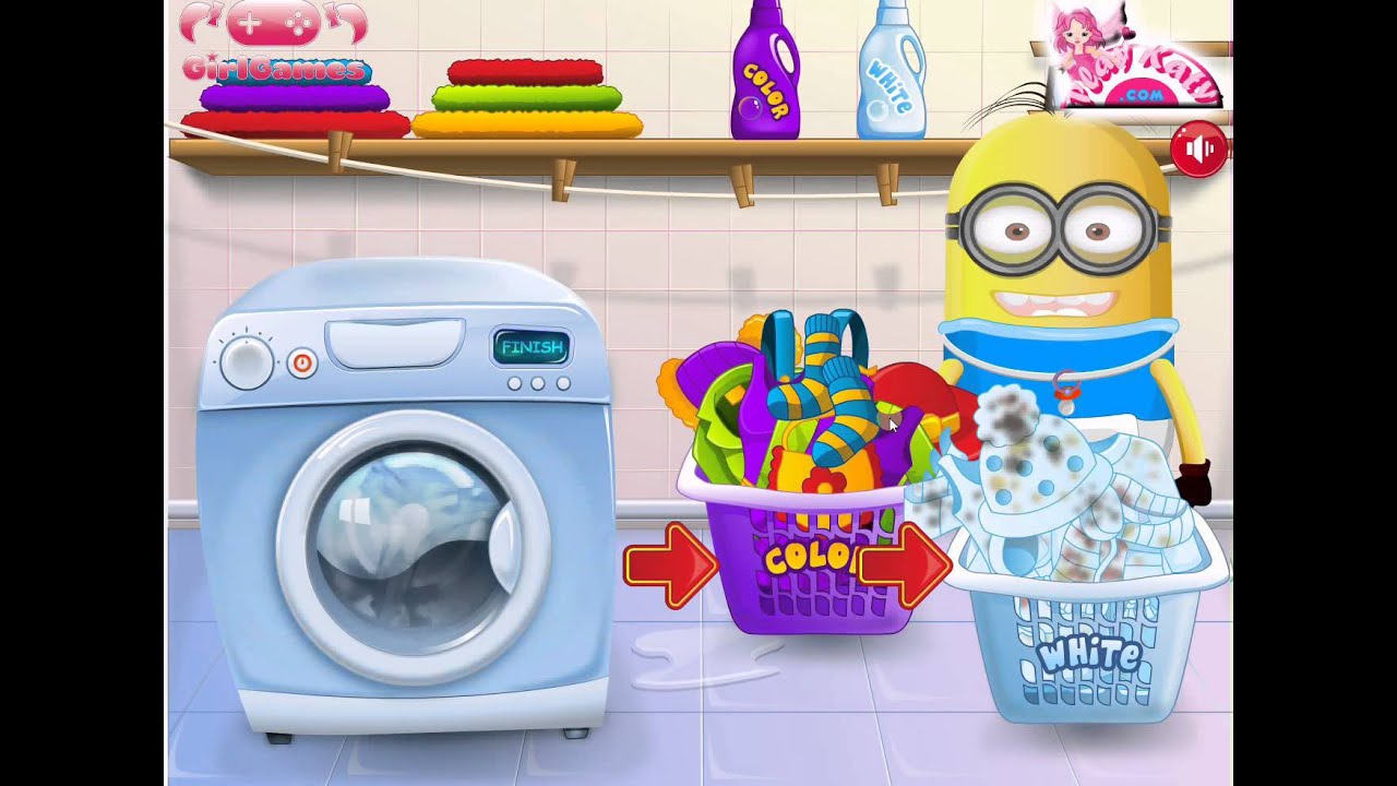 Minion Games-Baby Minion Washing Clothes- Baby Games for Kids - YouTube