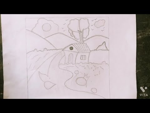 Very beautiful village how to draw a beautiful village/ very easy ...