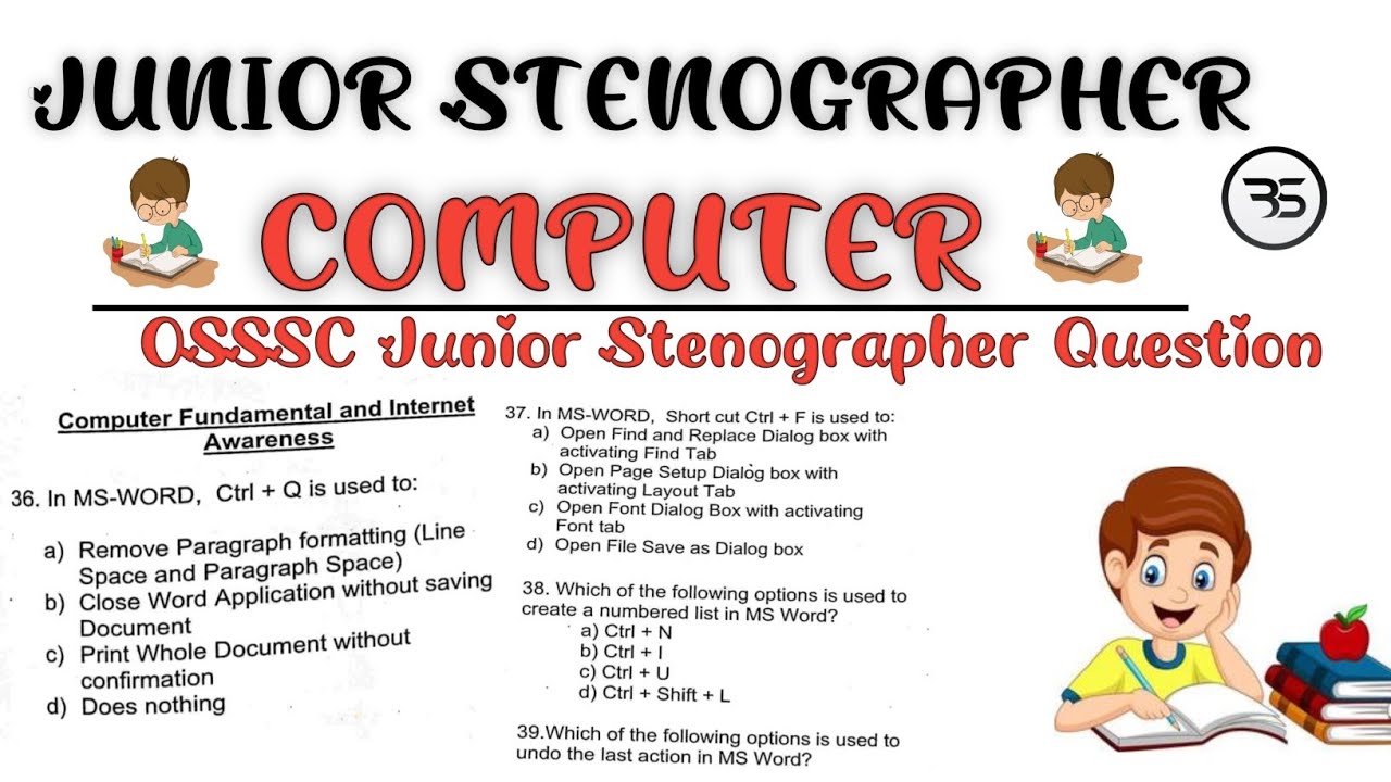 Junior stenographer question || OSSSC || computer questions ...