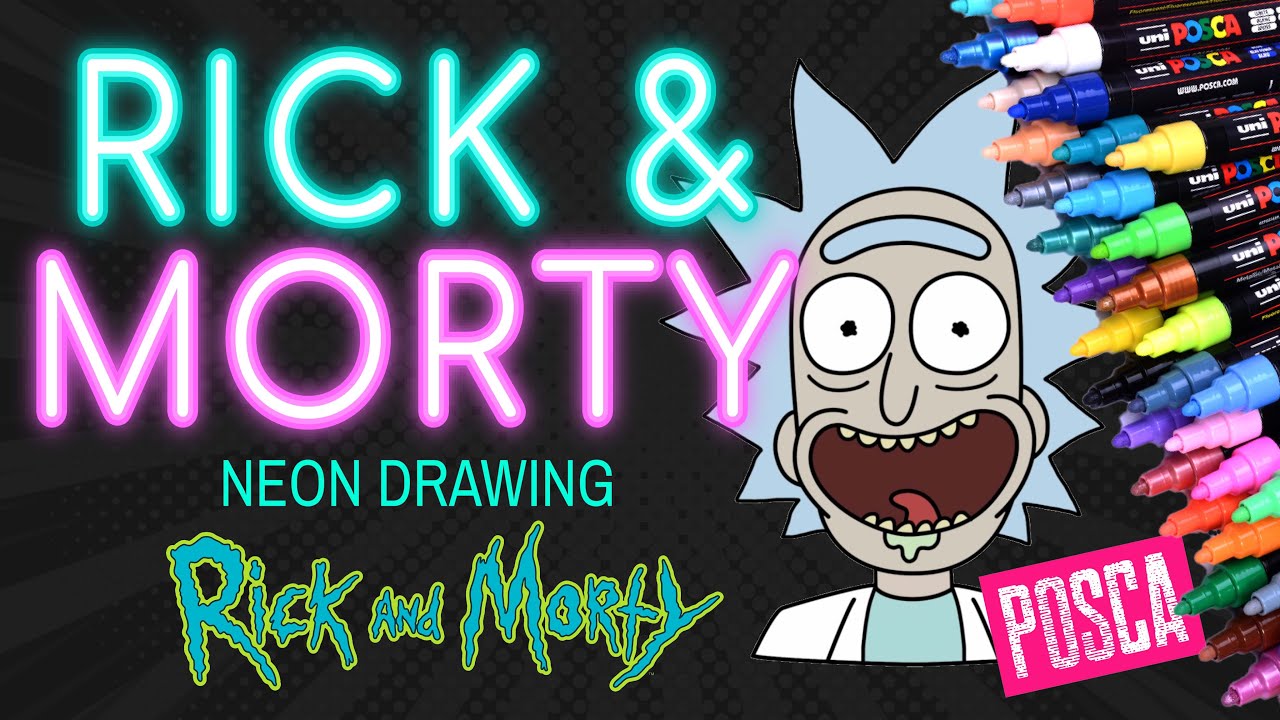 Rick and Morty drawing posca markers neon art - YouTube