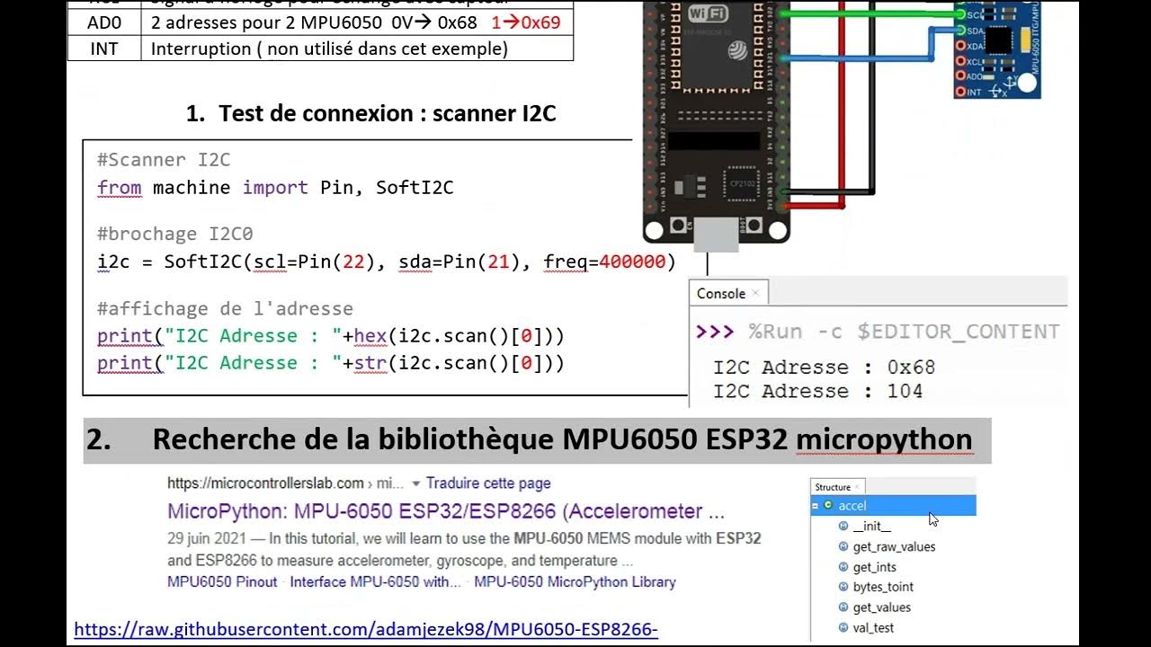 mpu6050 accéléromètre ESP32 micropython - YouTube
