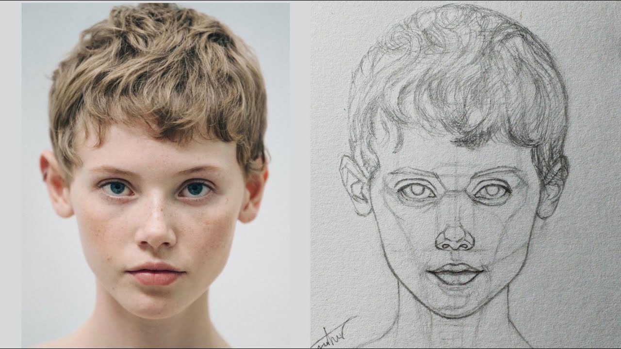 How to draw a face | Basics of drawing a boy in proportions - YouTube