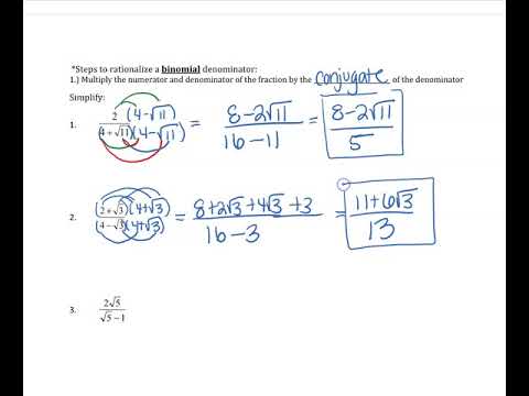 Rationalize Conjugate Denominators - YouTube