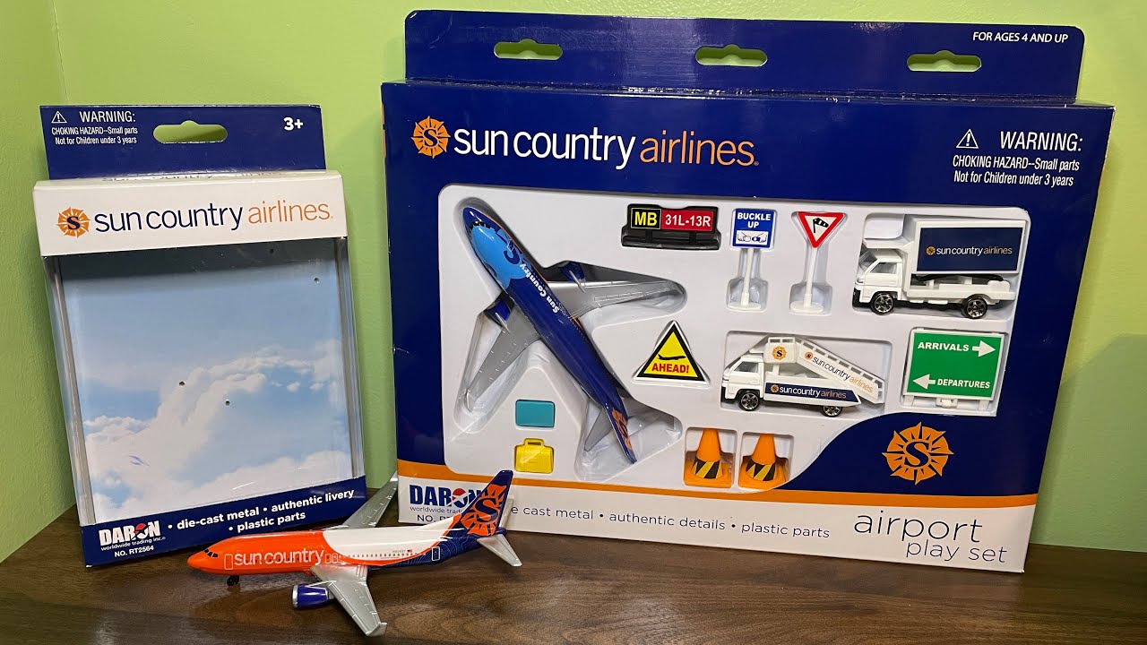 *RARE* Daron Realtoy Sun Country Airlines 737 Airport Playset Unboxing ...