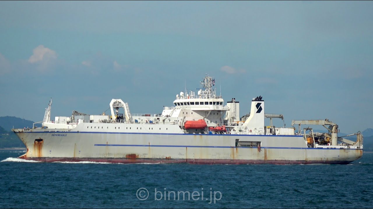 [4K] DEPENDABLE - Transoceanic Cable Ship, cable layer ship 海底ケーブル敷設船 ...