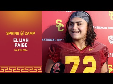 USC OL Elijah Paige | Spring Camp Practice #1 - YouTube
