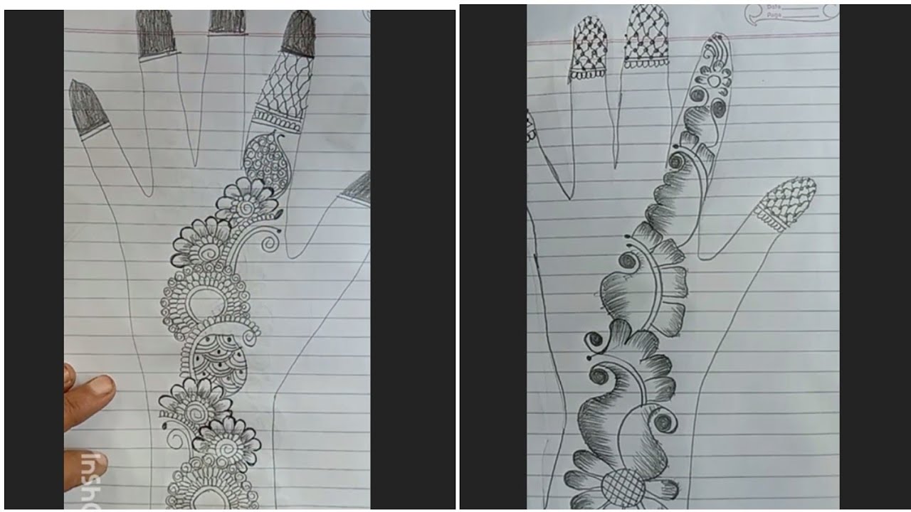 2 beautiful arabic Mehndi design ️ pencil shading Mehndi design ...